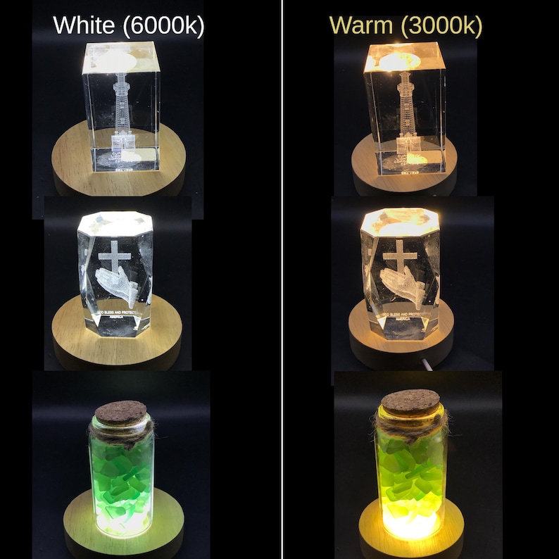 Crystal Display LED Light Base – USB Wooden Stand for Gemstones, Resin ...