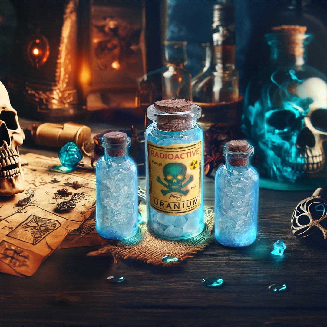 UV Reactive Blue Uranium Sea Glass Pieces in 2" Cork Vial, Vintage ...