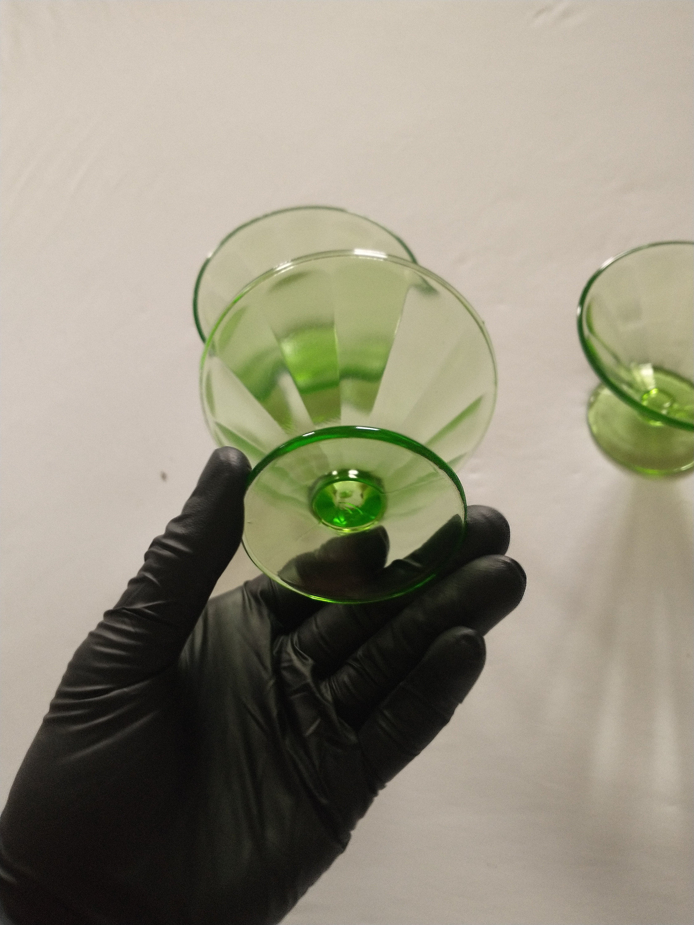 Vintage Federal Glass Uranium Green Optic Paneled Footed - Etsy