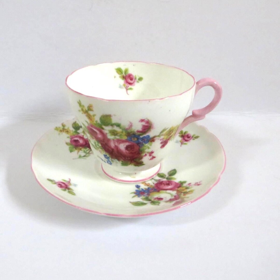 Shelley Vintage Pink Floral Roses Coffee Cup and Saucer in the Henley ...