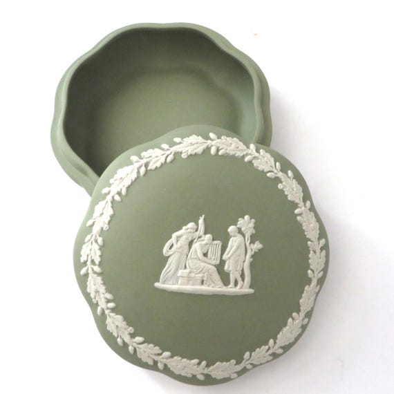 Wedgwood vintage 1960's sage green Jasper ware round … - Gem