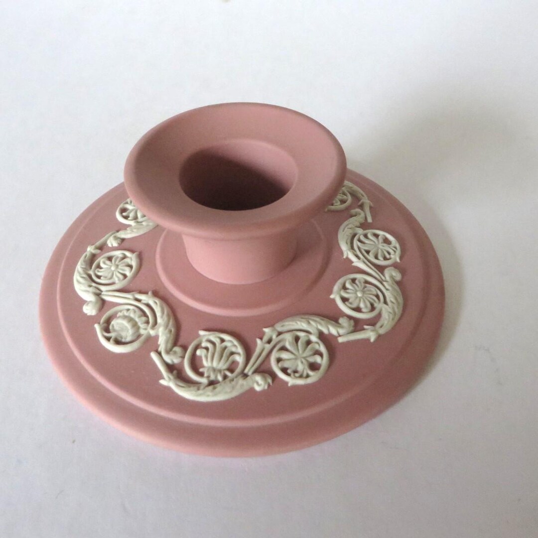 Wedgwood Jasperware Pink Candleholder, English Jasperware, Pink ...