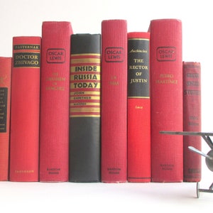 Decorator's Set of Vintage Books. Instant Library in Shades of Red and ...