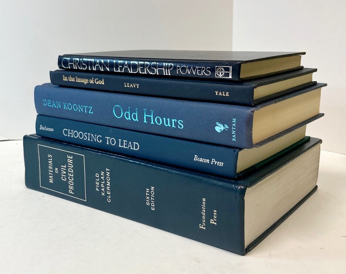 Navy Blue Vintage Book Set: Decorator Bookshelf Collection - Etsy