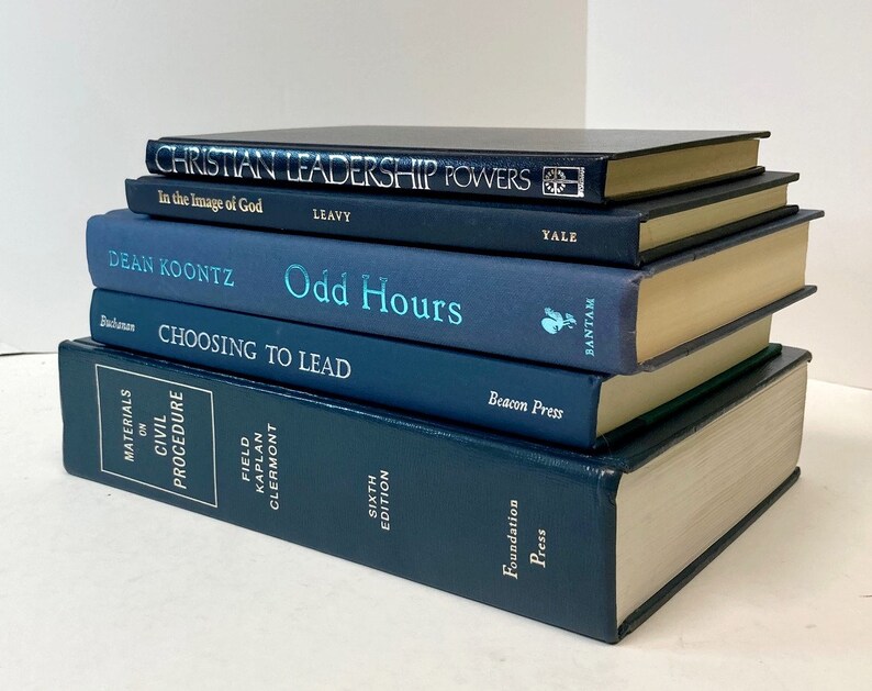 Navy Blue Vintage Book Set: Decorator Bookshelf Collection - Etsy