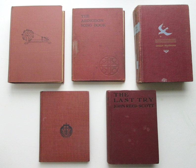 Burgundy Maroon Instant Library. Collection of Vintage Books | Etsy