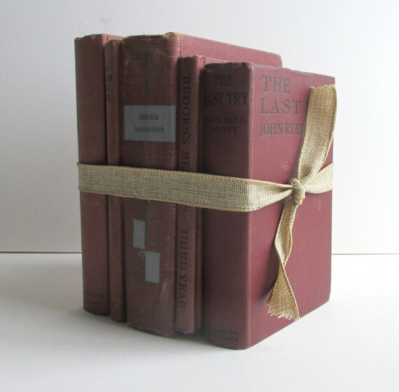 Burgundy Maroon Instant Library. Collection of Vintage Books | Etsy