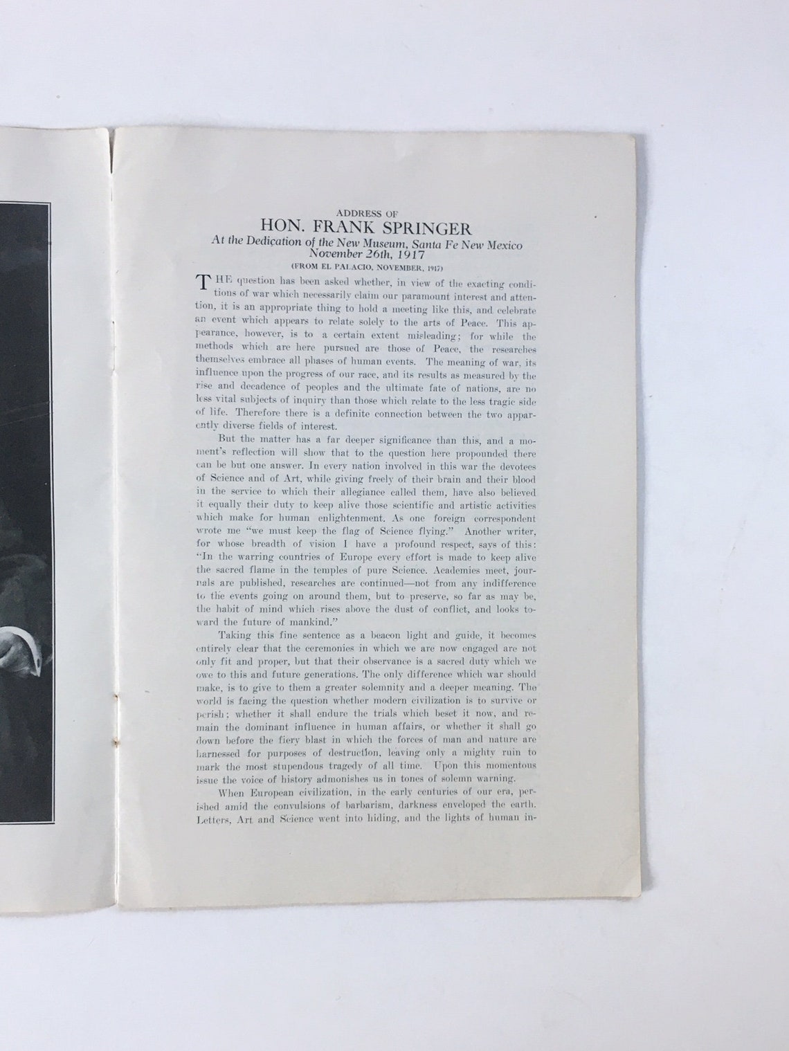 1917 Frank Springer Address: Santa Fe Museum Dedication - Etsy