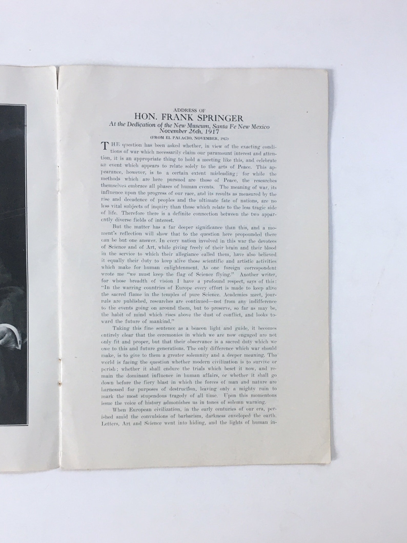 1917 Frank Springer Address: Santa Fe Museum Dedication - Etsy