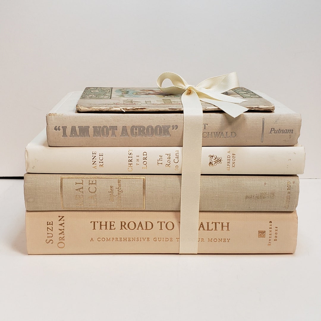 Cream, Beige and off White Instant Library. Collection of Vintage Books ...