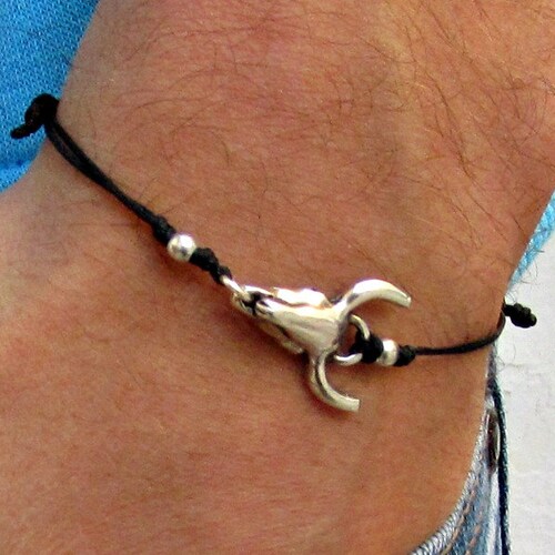 Bull Head Bracelet Men's Bracelet Silver Bull Charm - Etsy