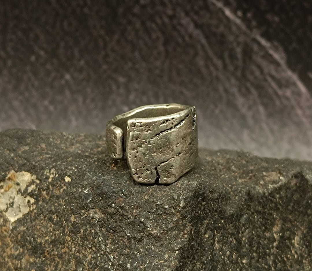 Mens Pewter Distressed Ring: Chunky Rustic Adjustable Band - Etsy