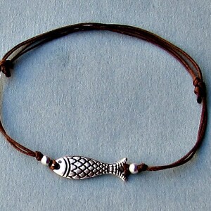 Silver Fish Charm Bracelet: Adjustable Cord Fisherman Jewelry - Etsy