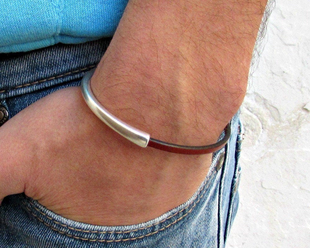 Personalized Mens Leather Bracelet Dainty Bracelet - Etsy