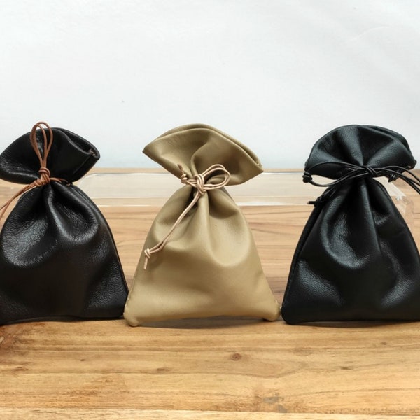 Leather Drawstring Pouch - Etsy