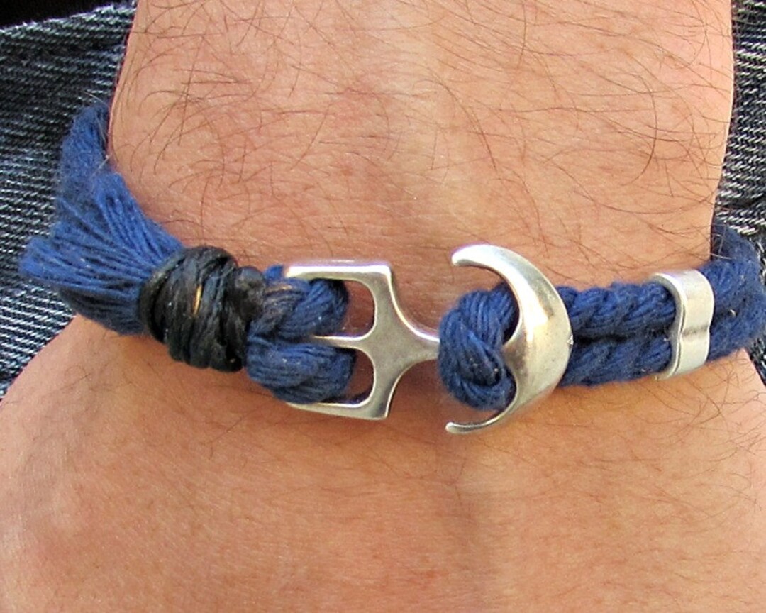 Mens Nautical Bracelet: Cotton Rope Anchor Cuff, Customized - Etsy