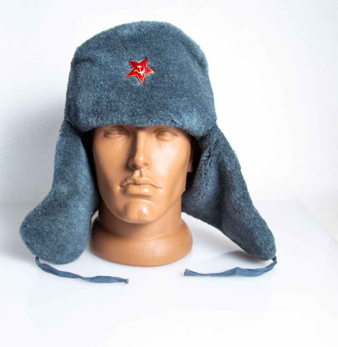 Gift for Him Soviet Military Bear Skin Hat Size 58 Ushanka L M S 1980s ...