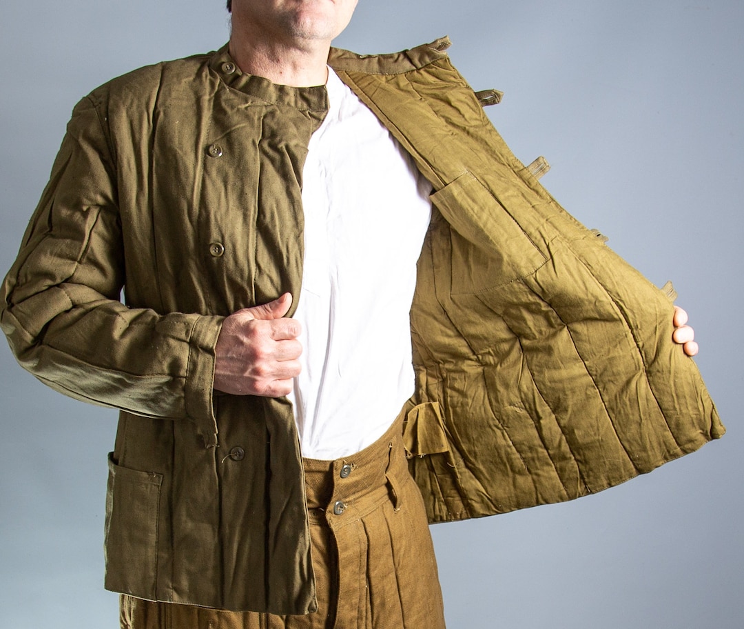 Fufaika Soviet MILITARY WW2 Winter Puffer Jacket UNIFORM Telogreika Vatnik Batting Lining Size M ...