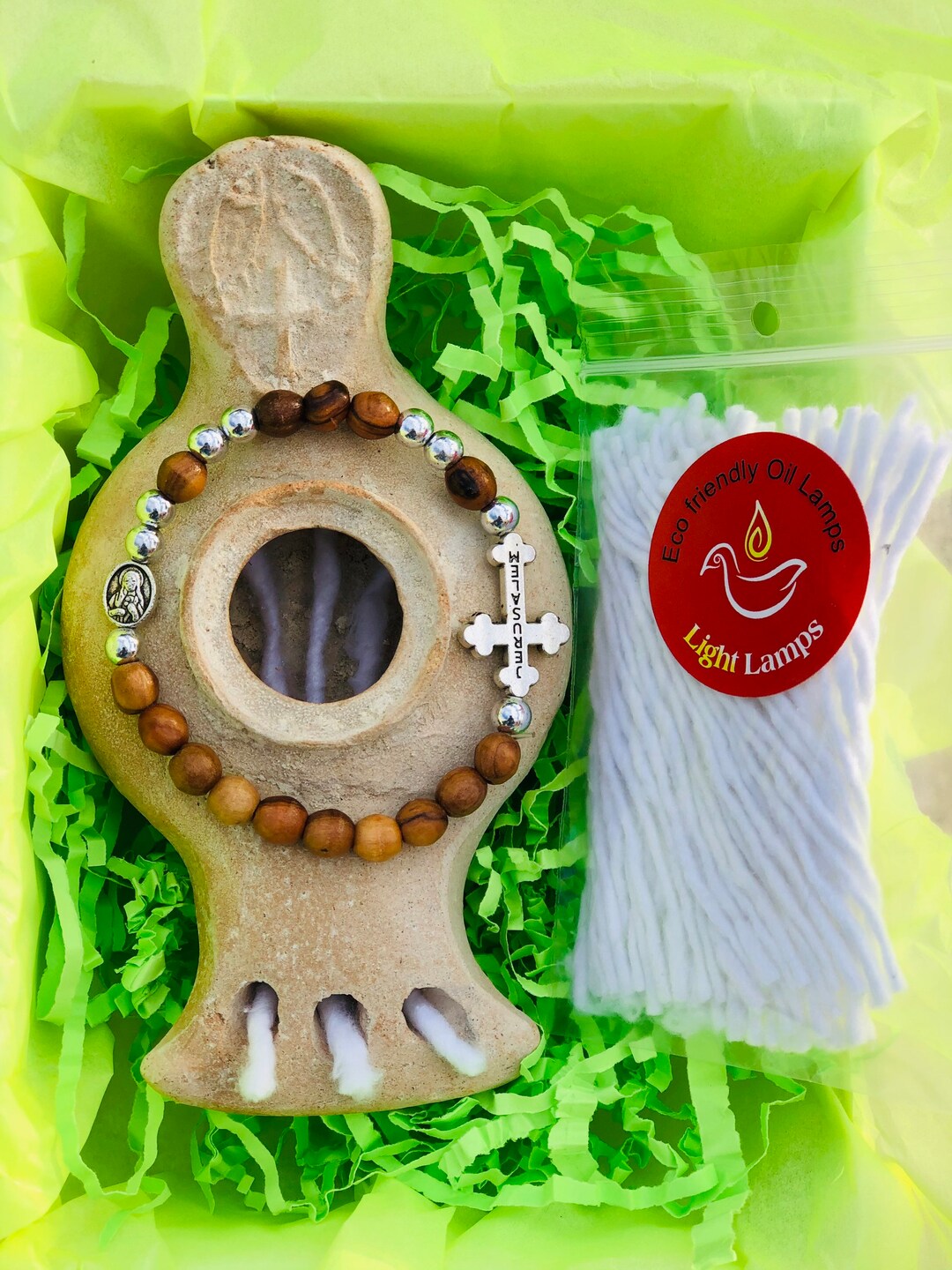 Christian Pottery Cross Oil Lamp Candle, Jesus Light, Holiday Season ...