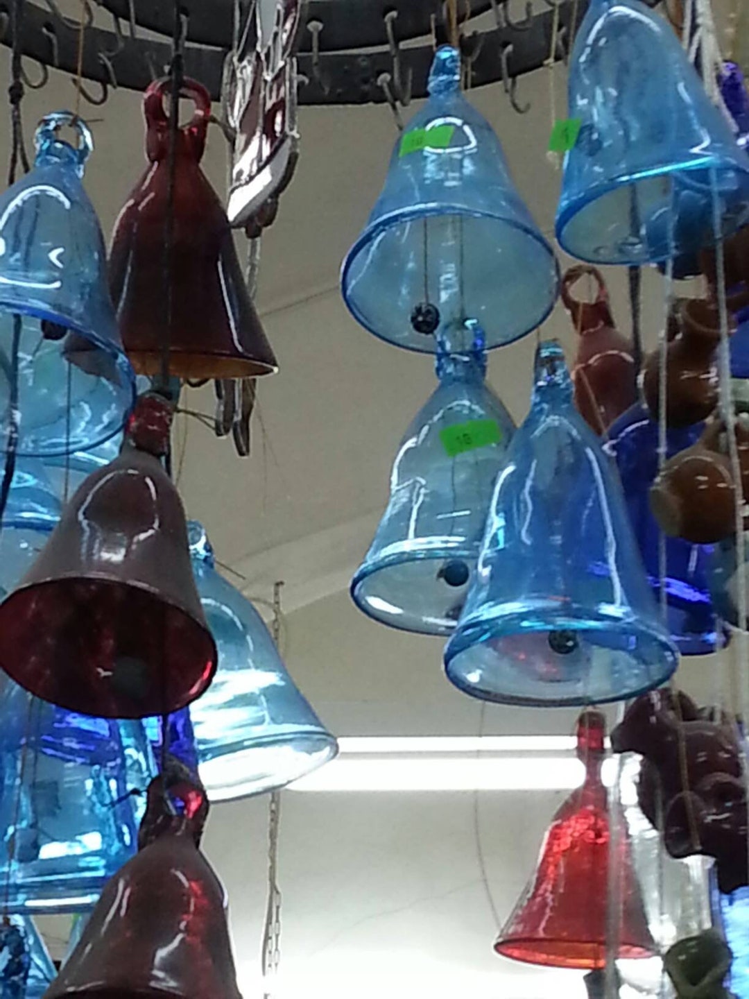 Holy Land Sun Catcher 4 Glass Bells Gift, Blue Glass Bells Wind Chime ...