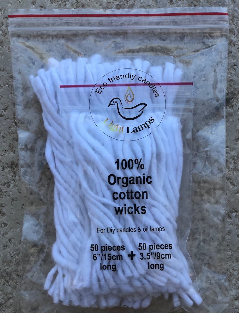 Organic Cotton Wicks White 100 Candle Wicks, 100 OIL WICKS, Oil Lamp ...