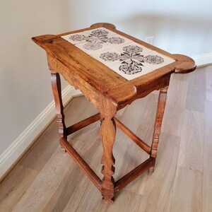 Rare 18th Century Colonial Porringer Table - Dutch Delft Rose Tile Top ...