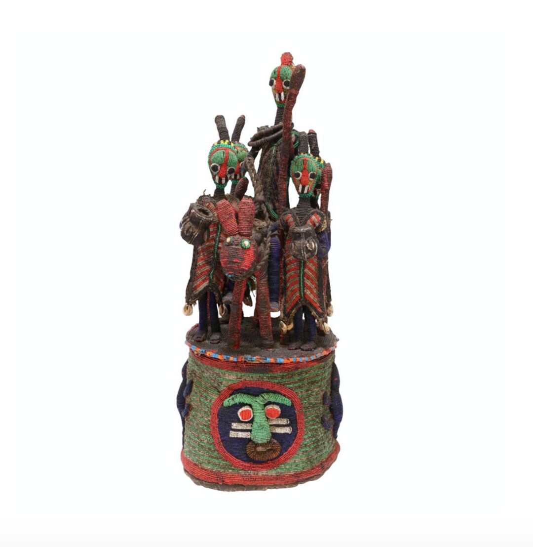 Vintage African Tribal Yoruba Beaded Ceremonial Crown Altar Headdress ...