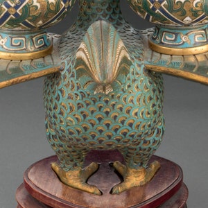 Antique Chinese Qing Dynasty Cloisonne Enamel & Gilt Bronze Bird Censer ...