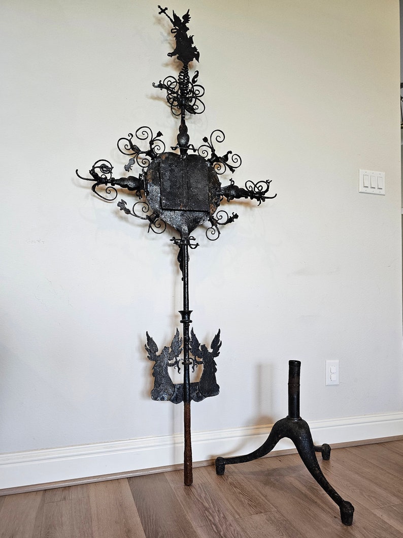 Rare Medieval European Castle Gothic Sculptural Forged Iron Heraldic ...