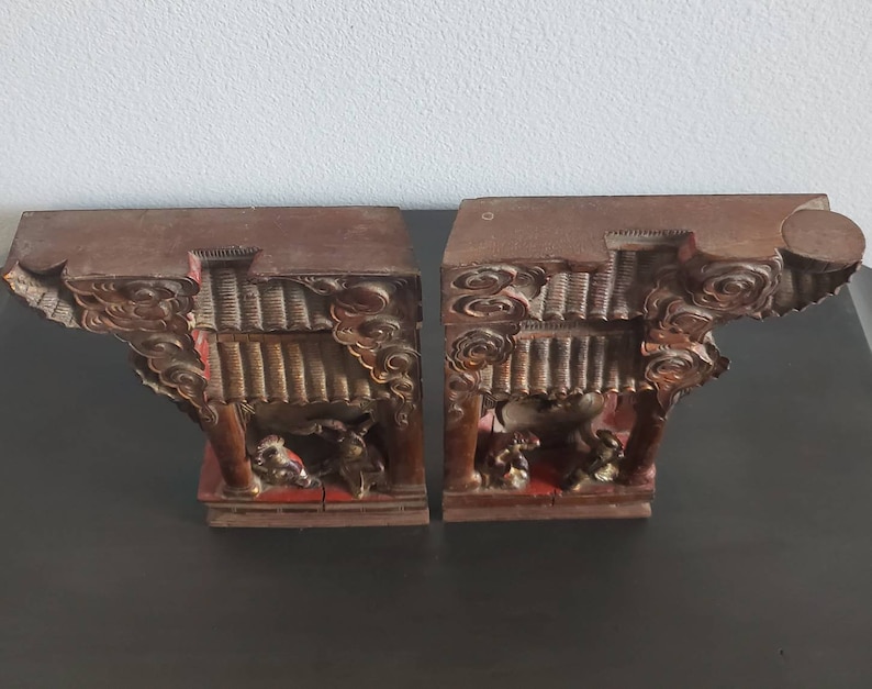 Rare Set of Two Qing Dynasty Chinese Architectural Temple Element ...