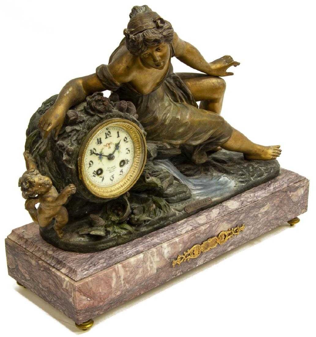Rare Stunning 19th Century French Figural Statue Marble Mantle Clock ...