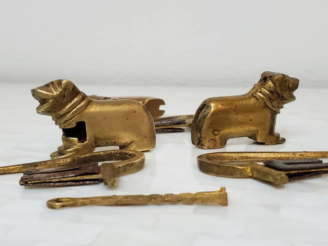 Miniature Antique Chinese Brass Dog Figure Locks Set of 3 | Etsy