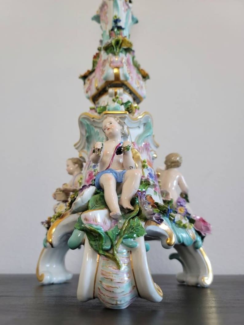 Antique Meissen Rococo Porcelain Figural Putti Flower - Etsy