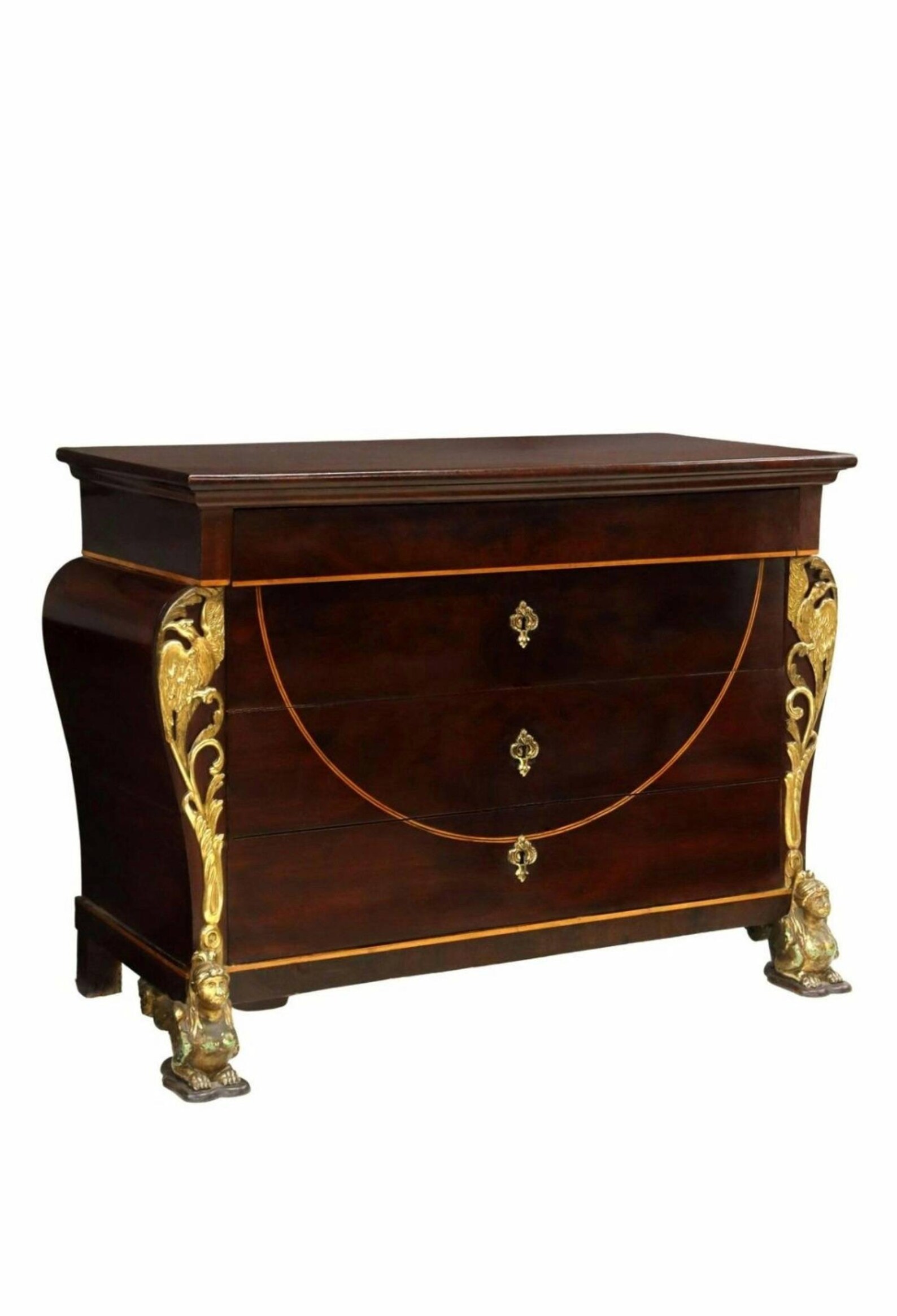 19th Century Spanish Fernandino Empire Style Carved Giltwood Bombe ...