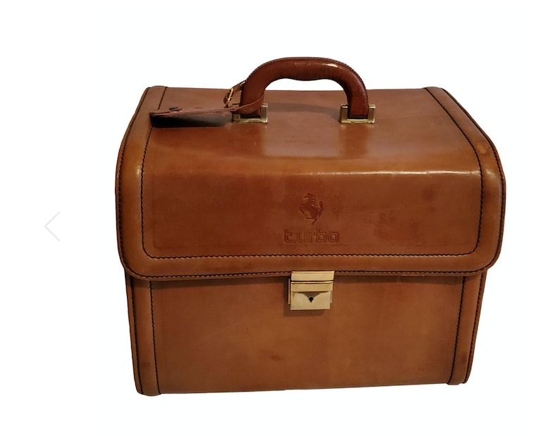 Rare Vintage Ferrari 208 Turbo Schedoni Italian Brown Leather Travel ...