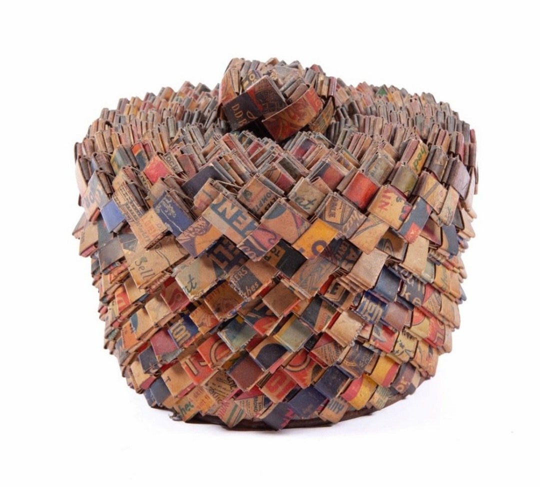 Prison Folk Art Table Box - Handmade Found Colorful Cigarette Packs ...