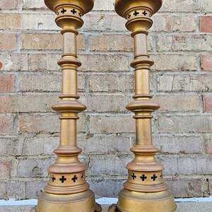Antique Gothic Revival Bronze Church Altar Stick Candle Prickets Pair ...