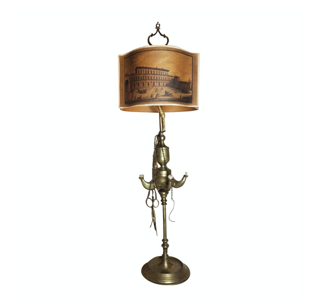 Antique Italian Brass Lucerne Oil Lantern Now Electrified Table Lamp ...