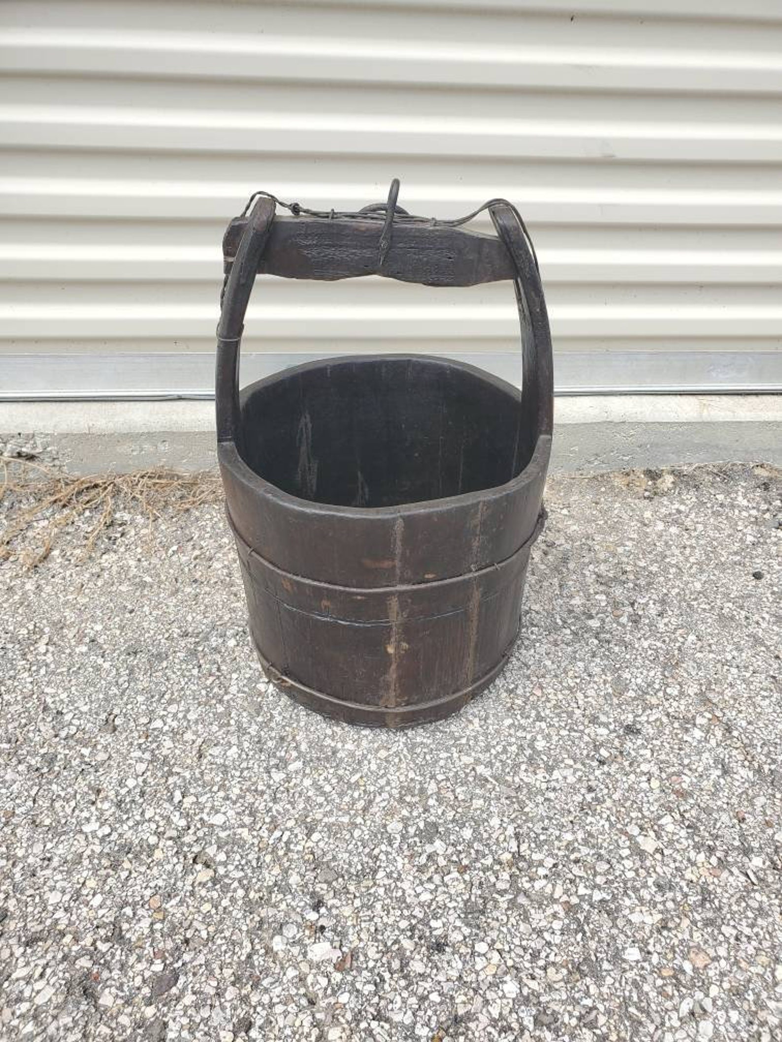 Rustic Antique Iron Bound Wooden Well Water Bucket From the - Etsy