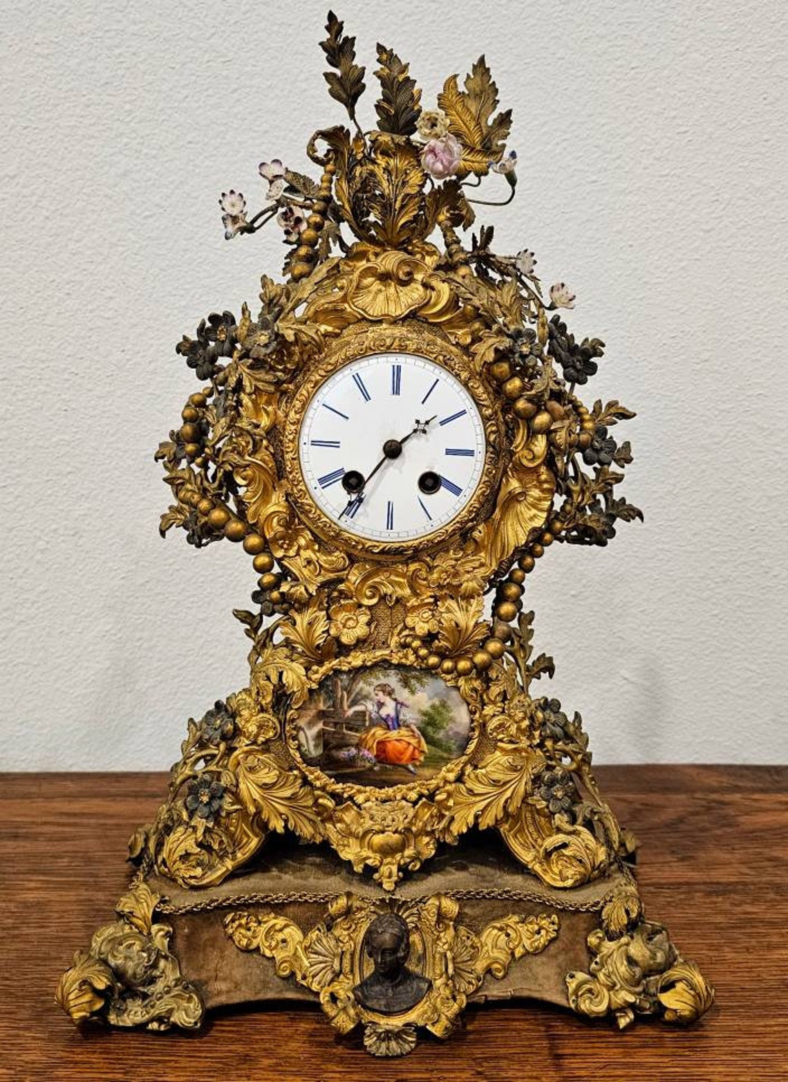 Antique French Louis XV Rocaille Style Porcelain Mounted Gilt Bronze ...