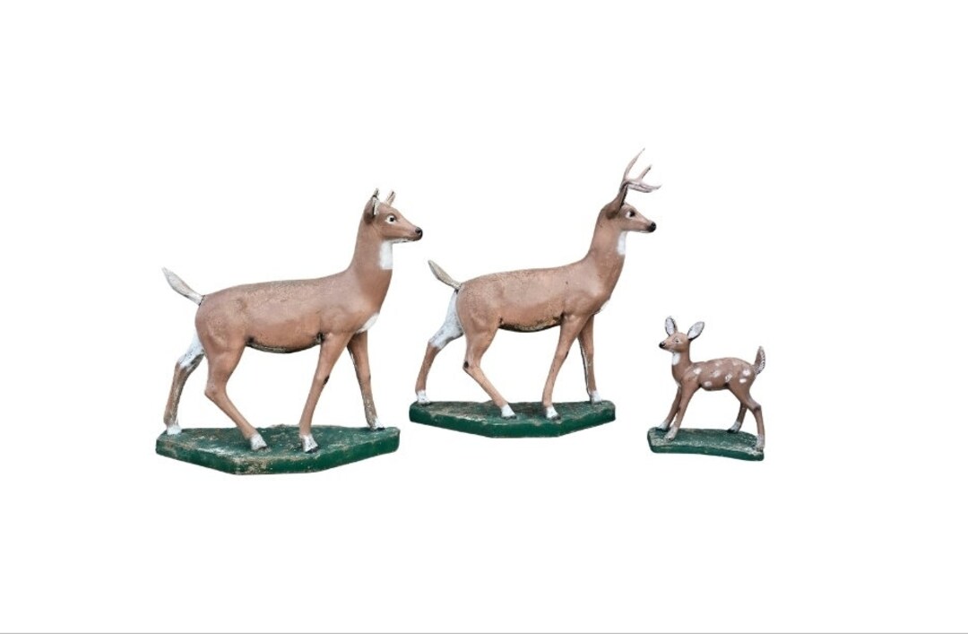 Vintage Life-size American Mid-century Concrete MCHY Co Deer Family ...