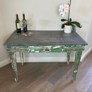 Antique Scandinavian Painted Pine Galvanized Top Work Table W/ - Etsy