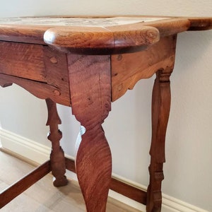 Rare 18th Century Colonial Porringer Table - Dutch Delft Rose Tile Top ...