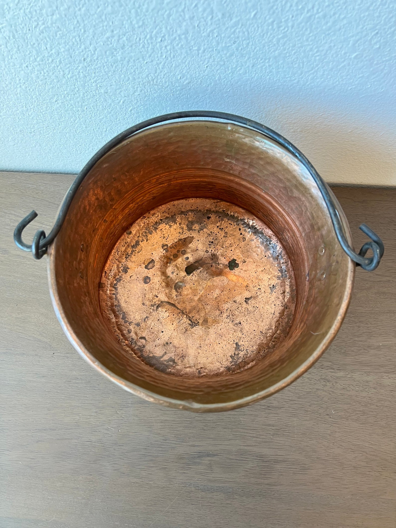 19th Century Hammered Copper Kettle Pot With Iron Handle - Etsy