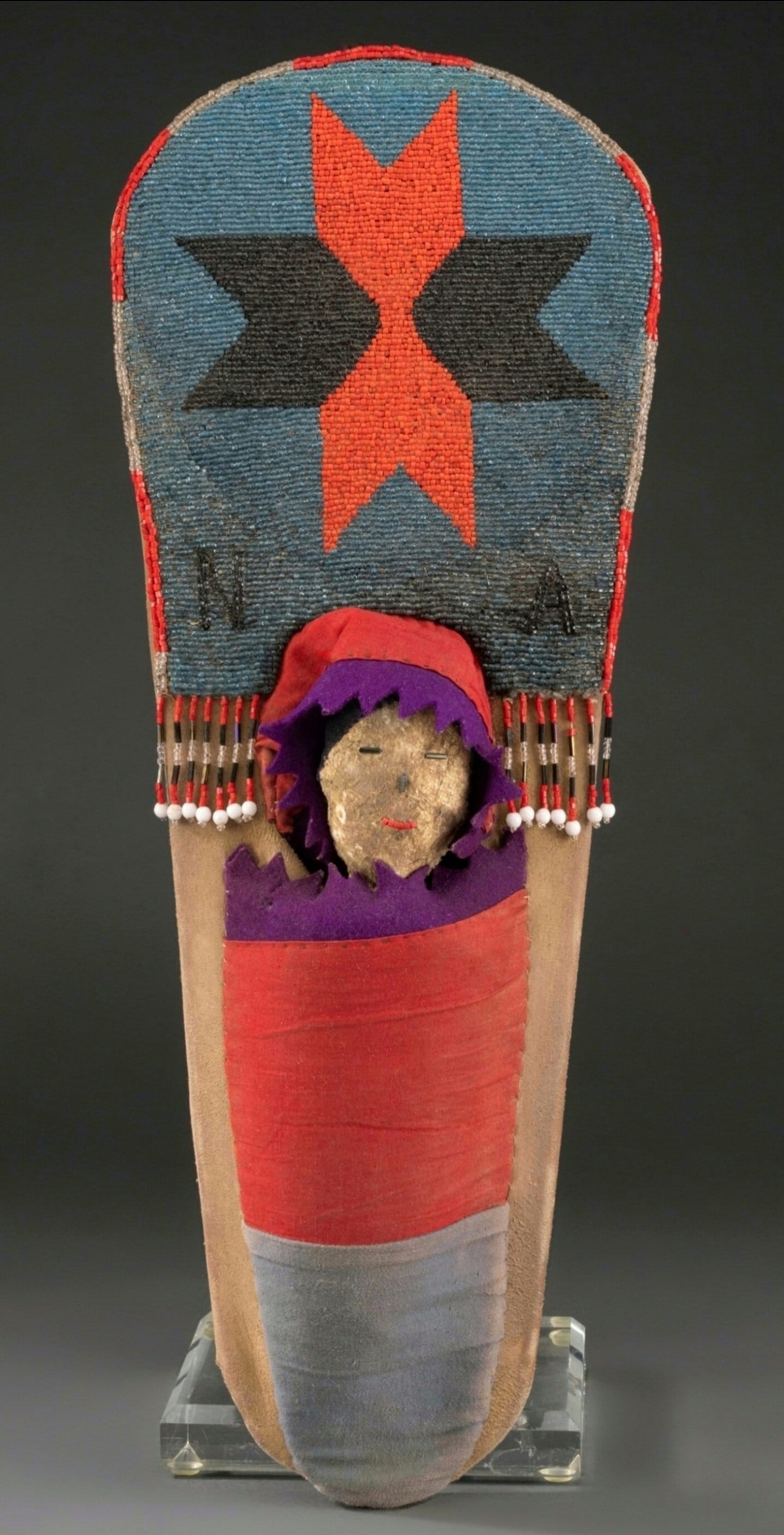 Antique Plateau Native American Model Cradleboard Beaded Hide Toy ...