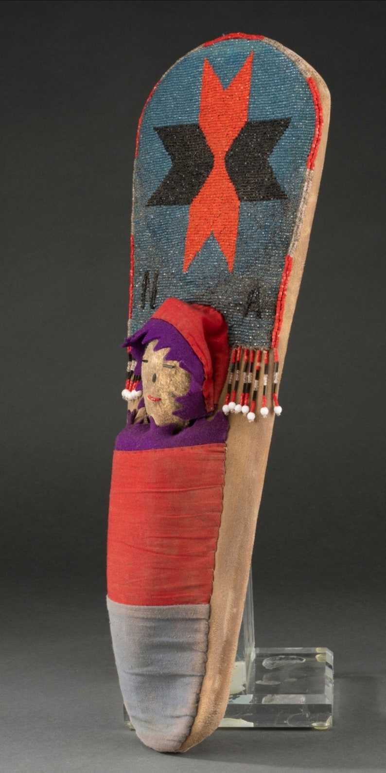 Antique Plateau Native American Model Cradleboard - Beaded Hide Toy ...