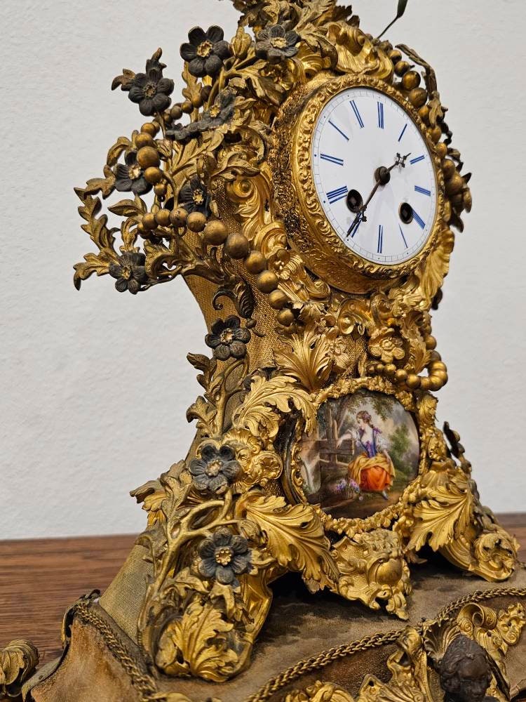 Antique French Louis XV Rocaille Style Porcelain Mounted Gilt Bronze ...