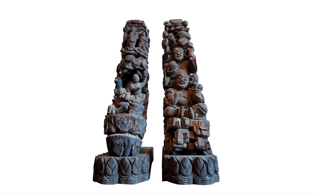 Antique Chinese Temple Relief Carved Wooden Architectural Corbel ...