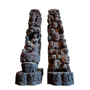 Antique Chinese Temple Relief Carved Wooden Architectural Corbel ...