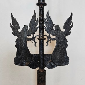 Rare Medieval European Castle Gothic Sculptural Forged Iron Heraldic ...